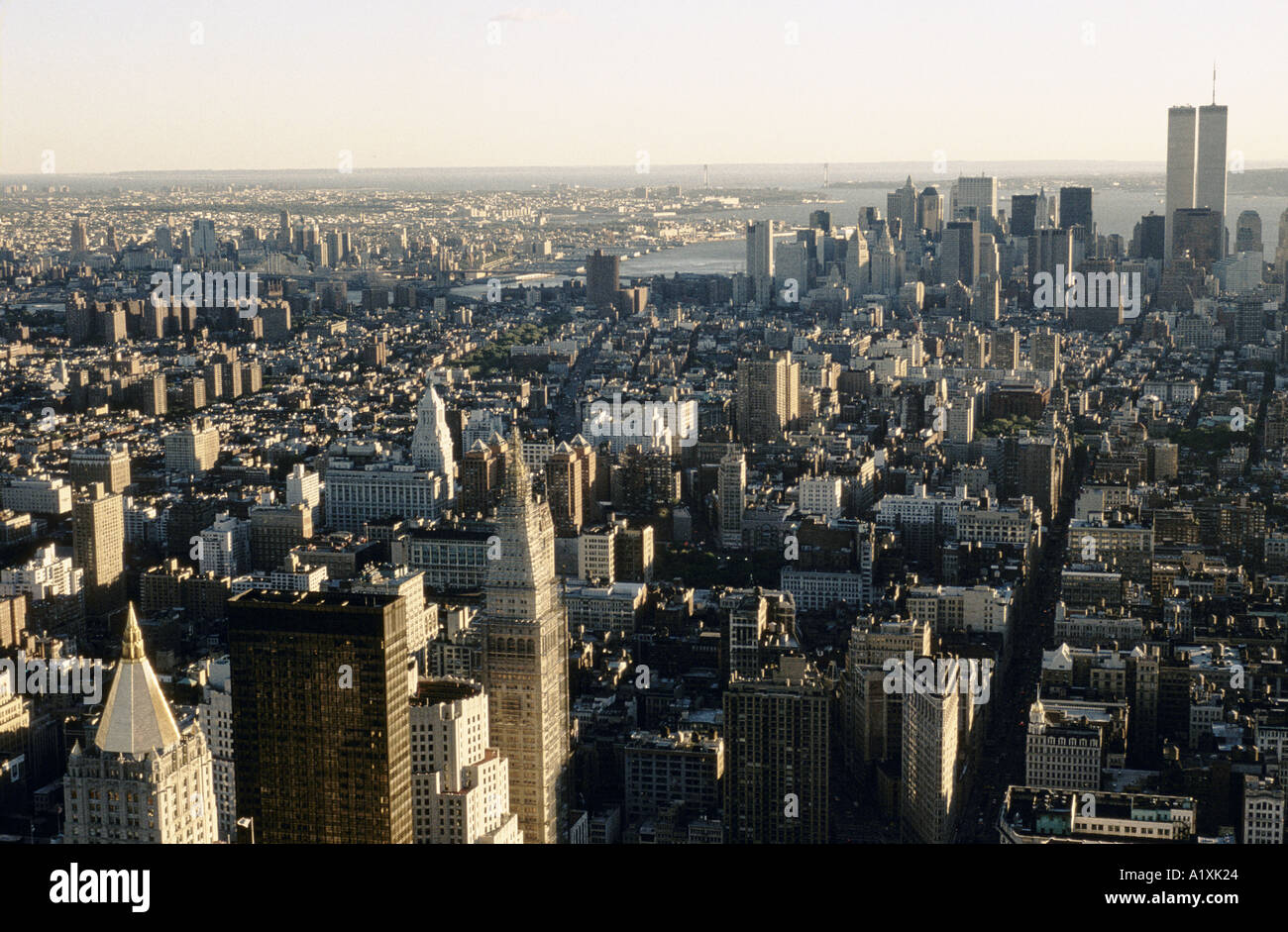 NEW YORK CITY USA VIEW OF THE WORLD TRADE CENTRE MANHATTEN FROM THE EMPIRE STATE BUILDING 1999 ...