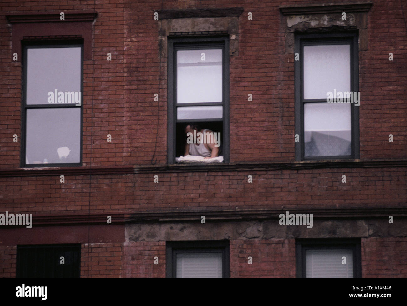 HOUSING IN THE USA A MAN SITS IN HIS WINDOW ON COLUMBUS AVENUE HARLEM ...