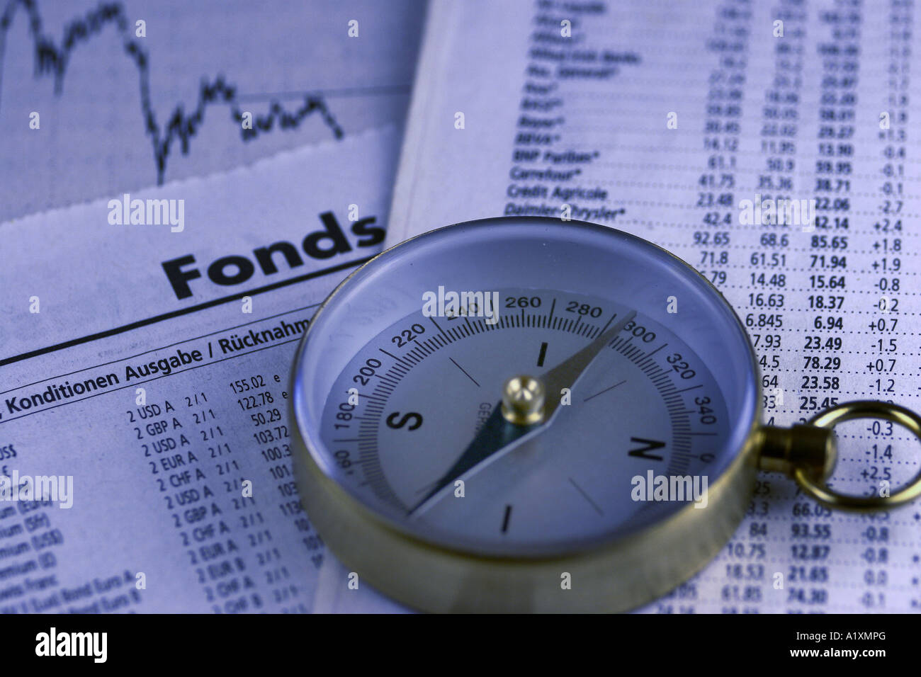 stock list and compass Stock Photo - Alamy