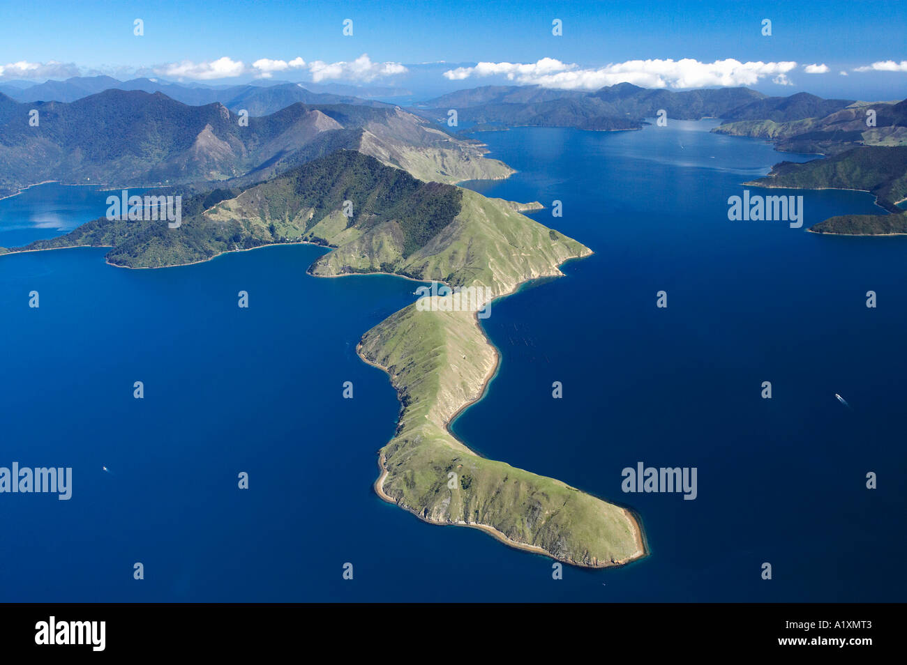 Tawero Point and Pelorus Sound L Tawhitinui Reach R Marlborough Sounds ...