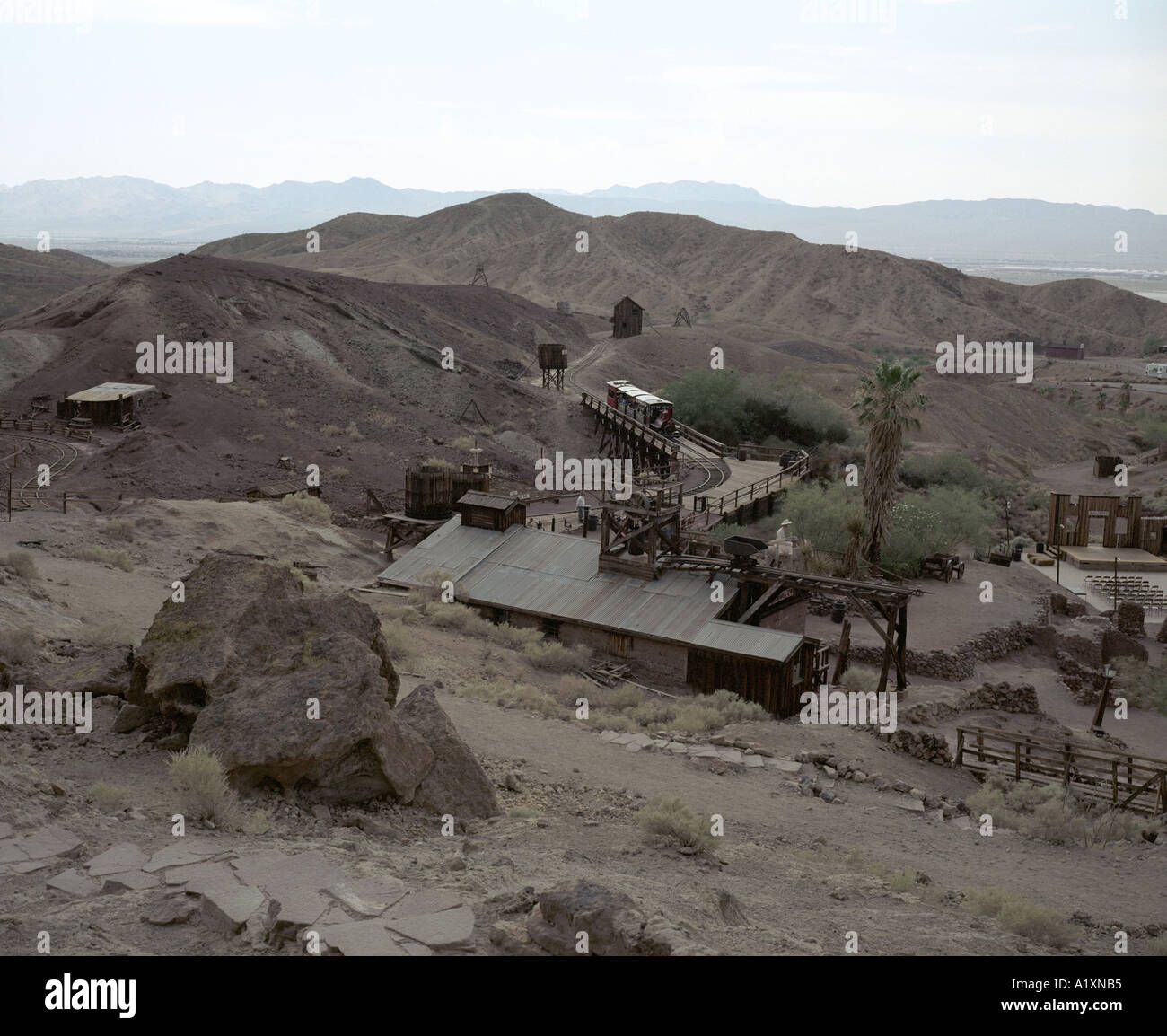 The surrounding mountainous landscape of the ghost town of Calico once ...