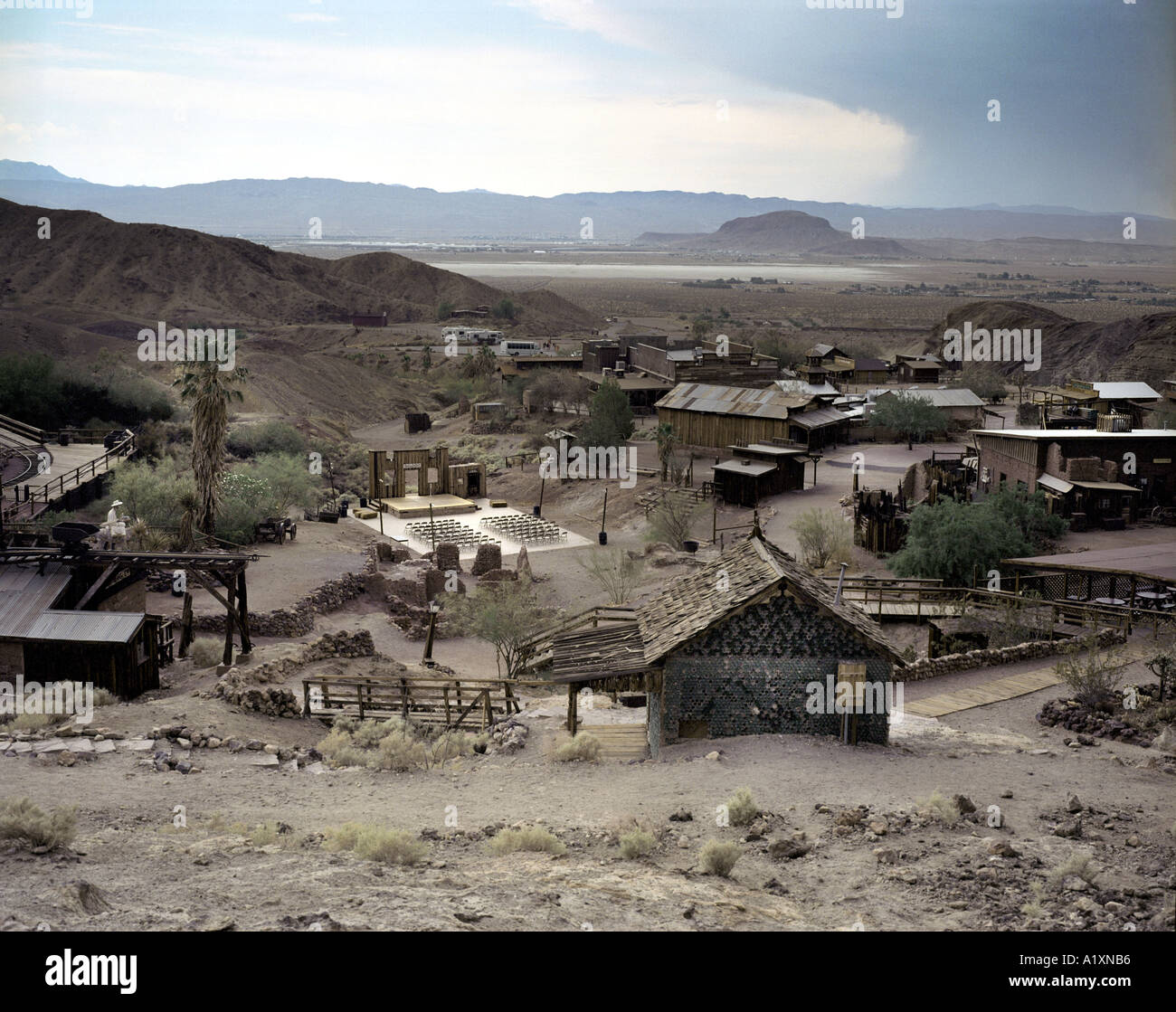View over the ghost town of Calico once a productive silver mine in the ...