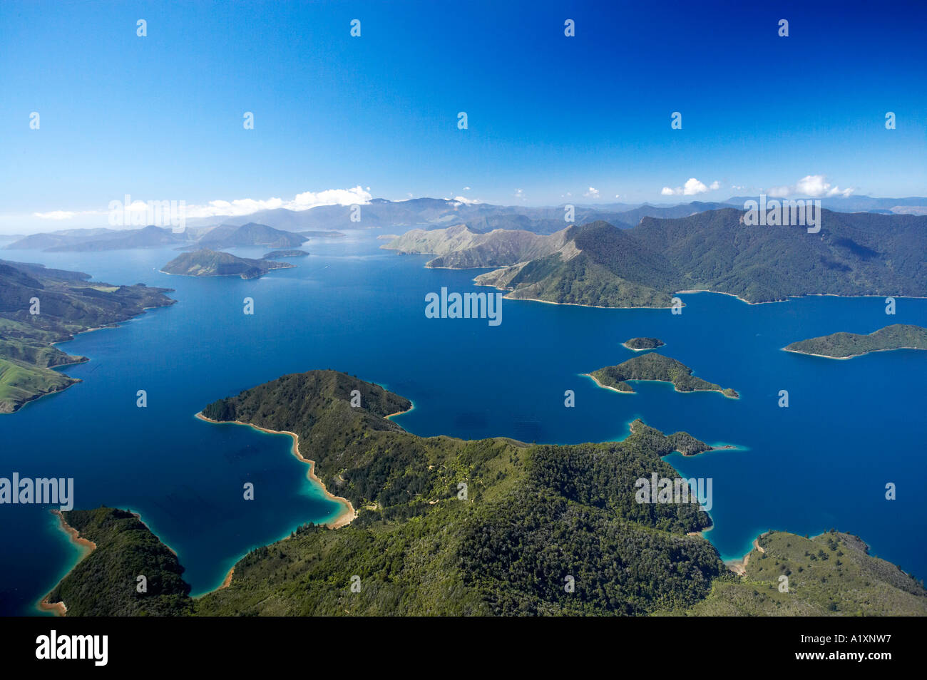 Tawhitinui Reach L and Tennyson Inlet R Marlborough Sounds South Island ...