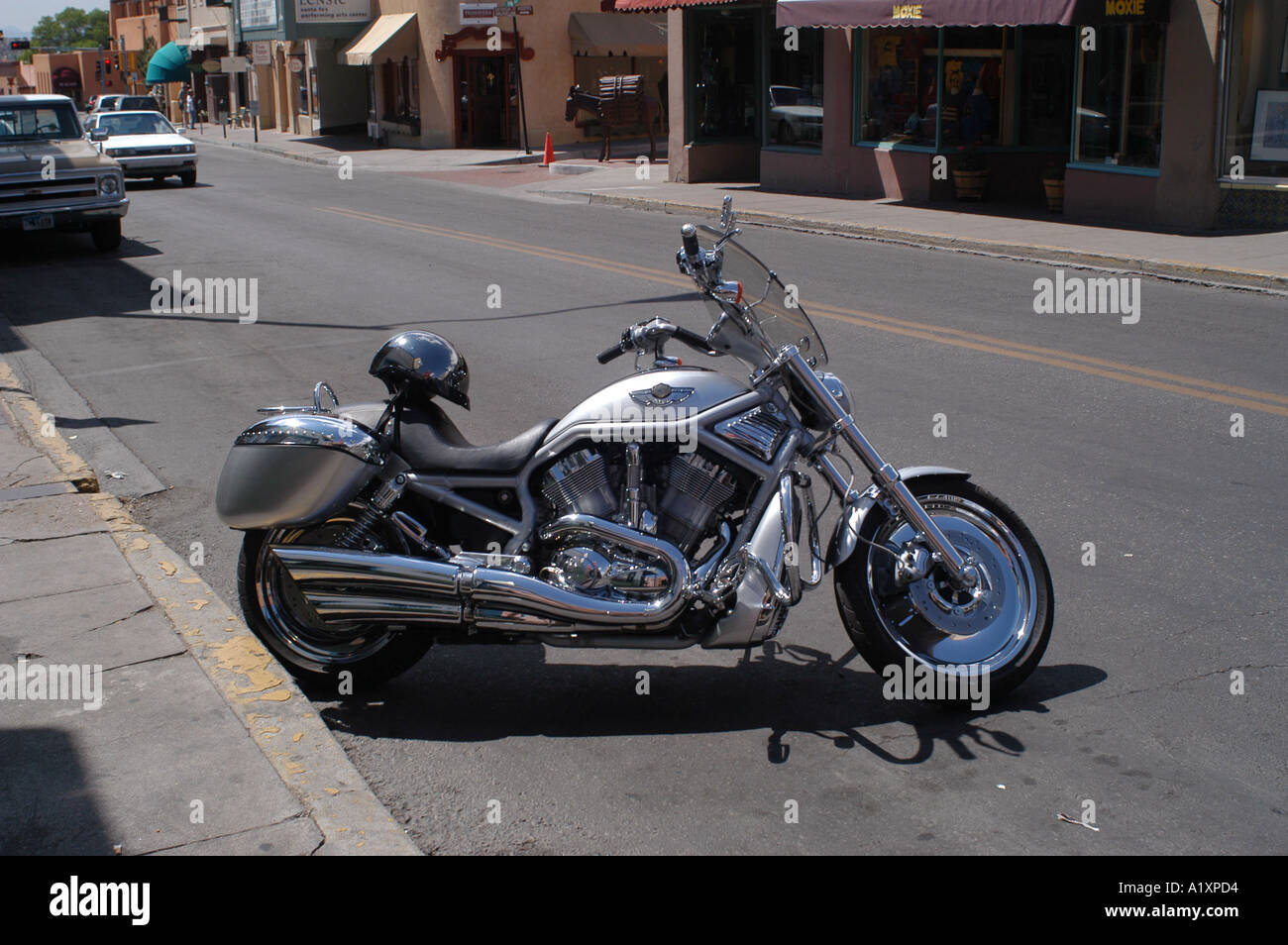 A shining silver Harley Davidson V Rod motorcycle Stock Photo - Alamy