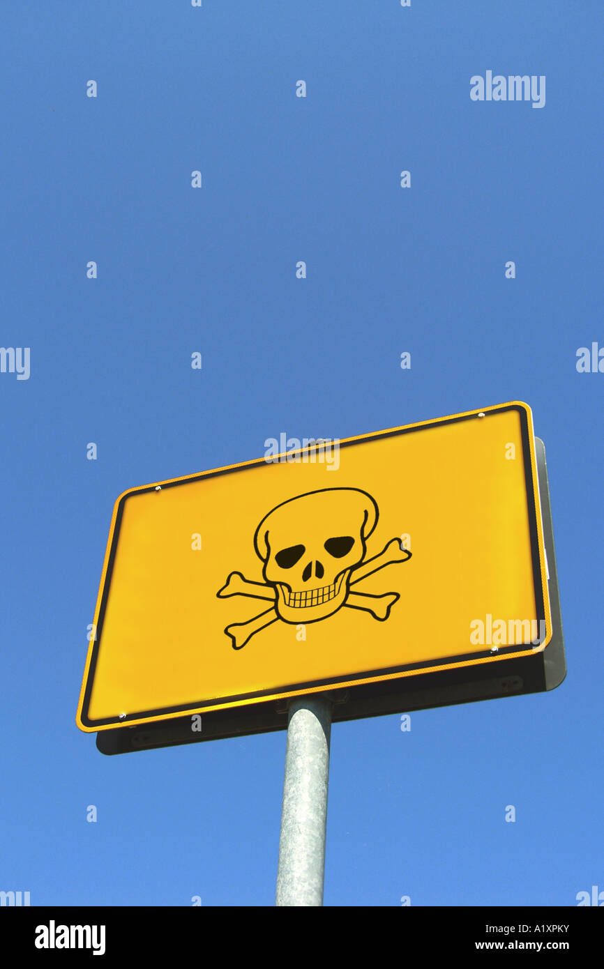 german road sign, skull Stock Photo - Alamy