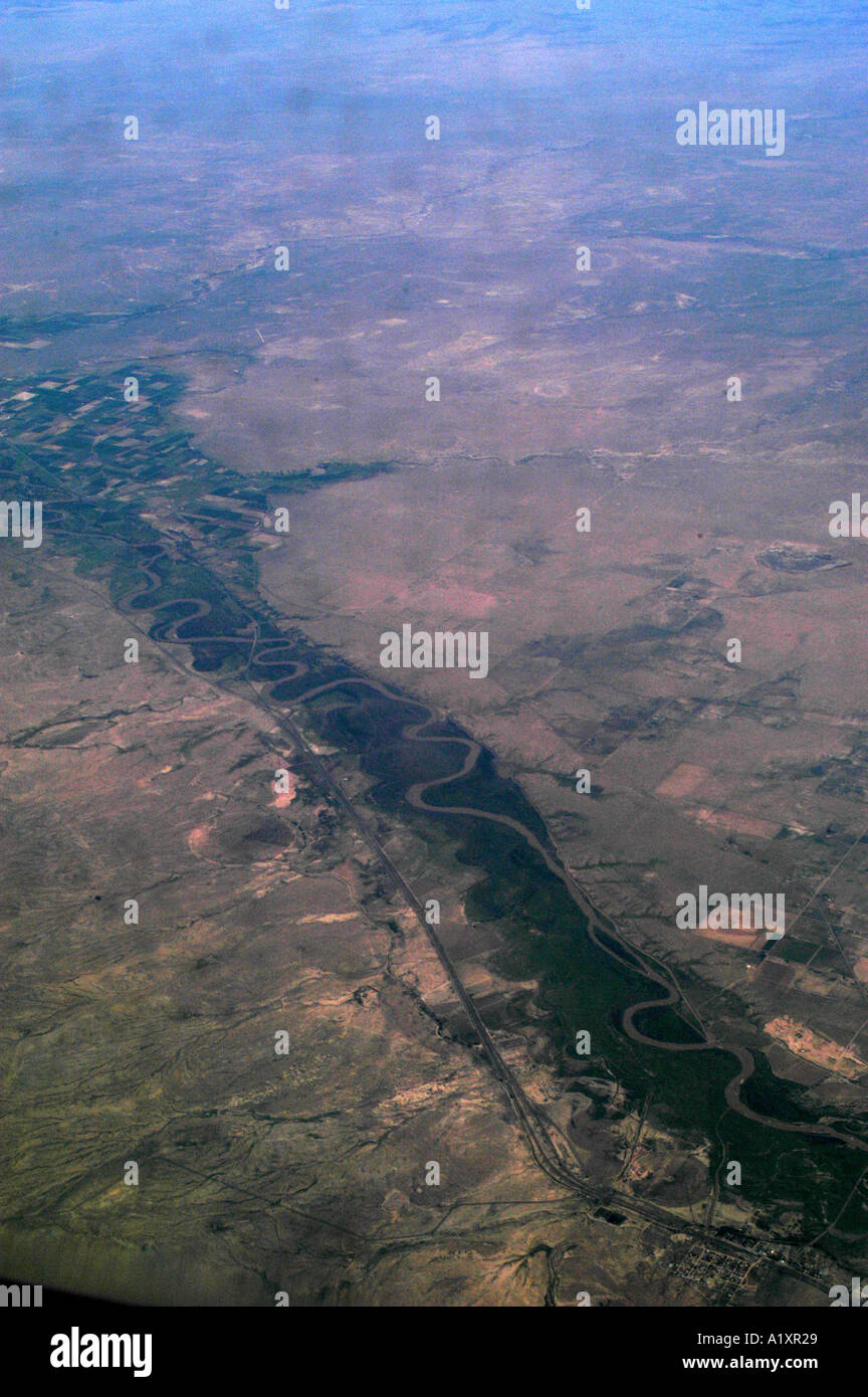 Aerial photograph from the window of passenger jet of the topography of ...
