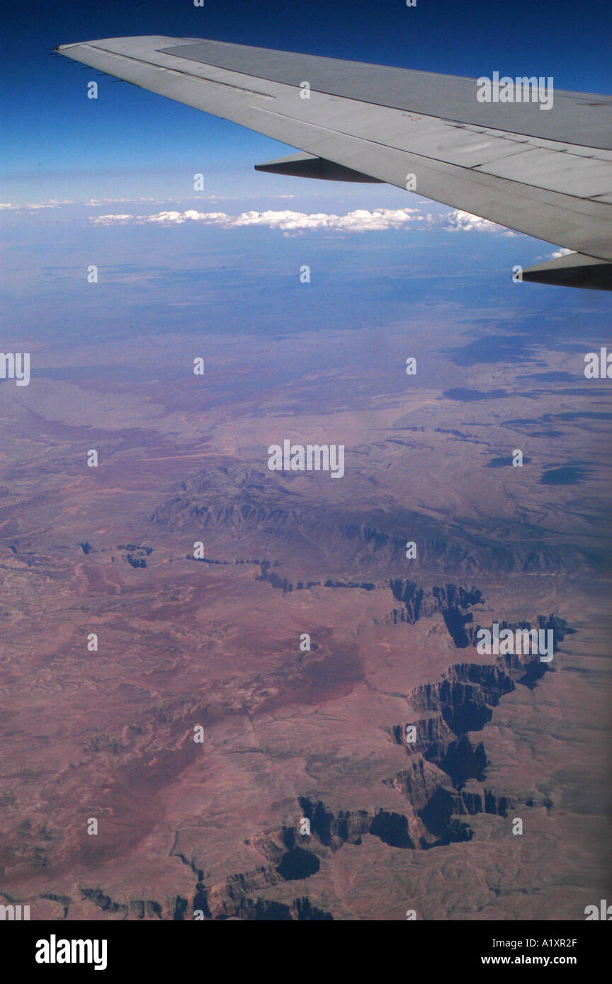 Aerial photograph from the window of passenger jet of the topography of ...