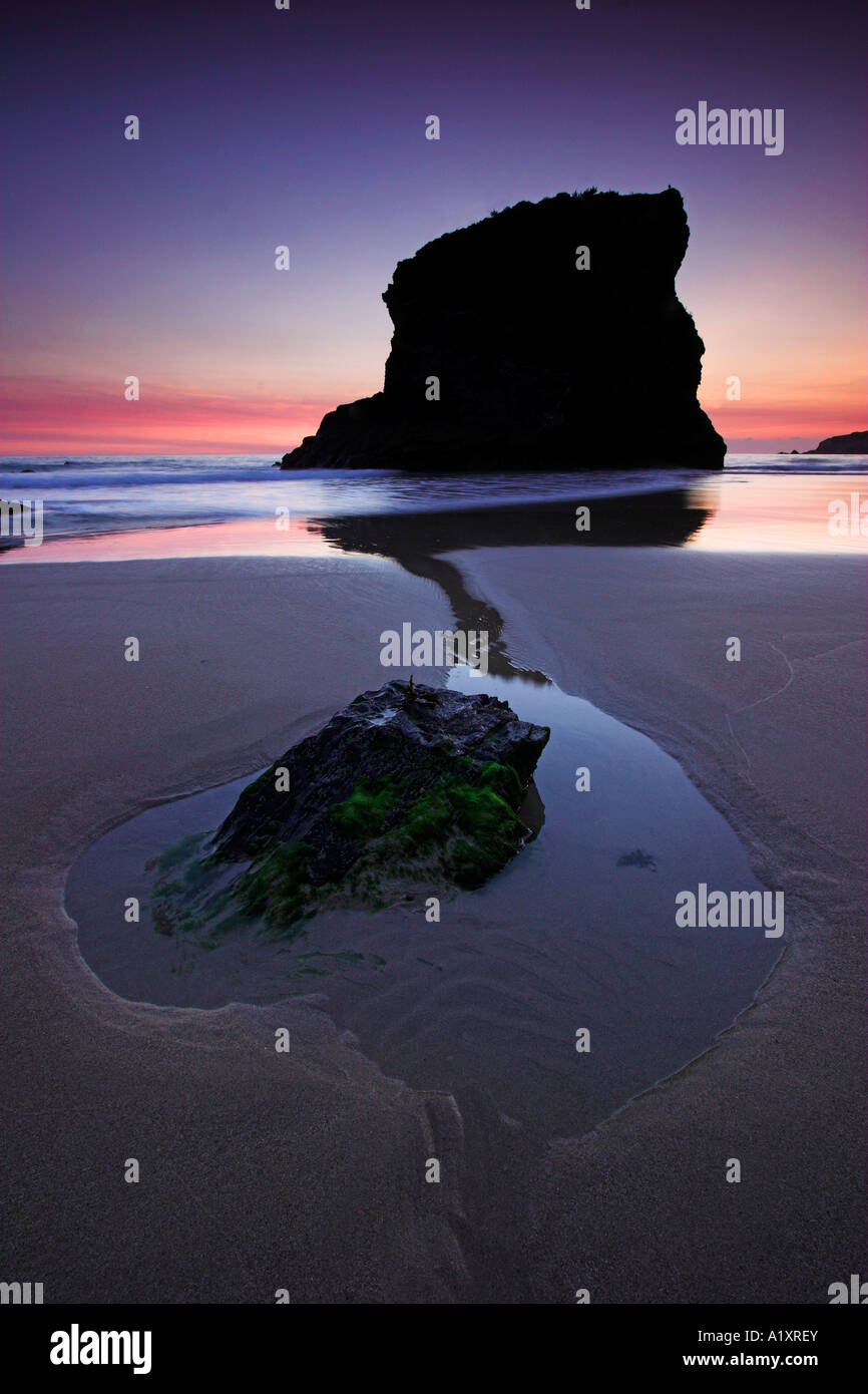 Rockpool and channel connects this dark rock to the huge stack in the ...