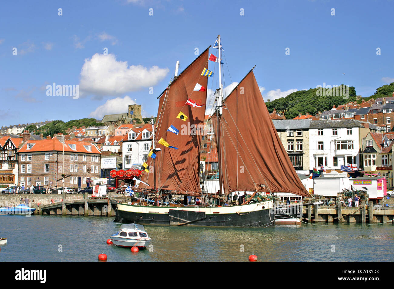Scarborough North Yorkshire UK Historic sailing ships in Harbour Stock ...