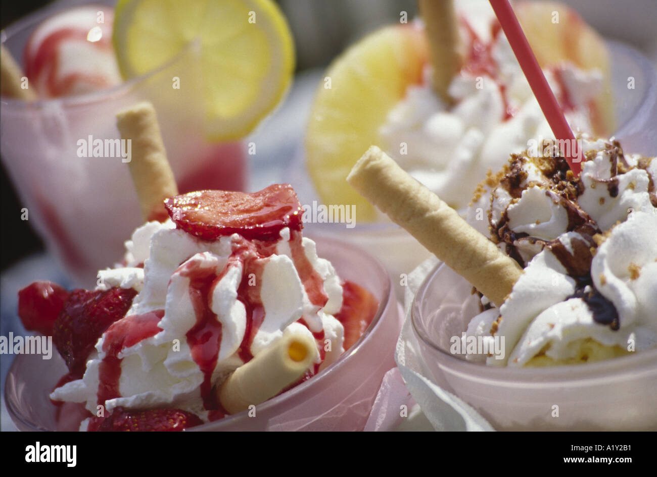 ice cream sundaes lake garda italy Stock Photo - Alamy