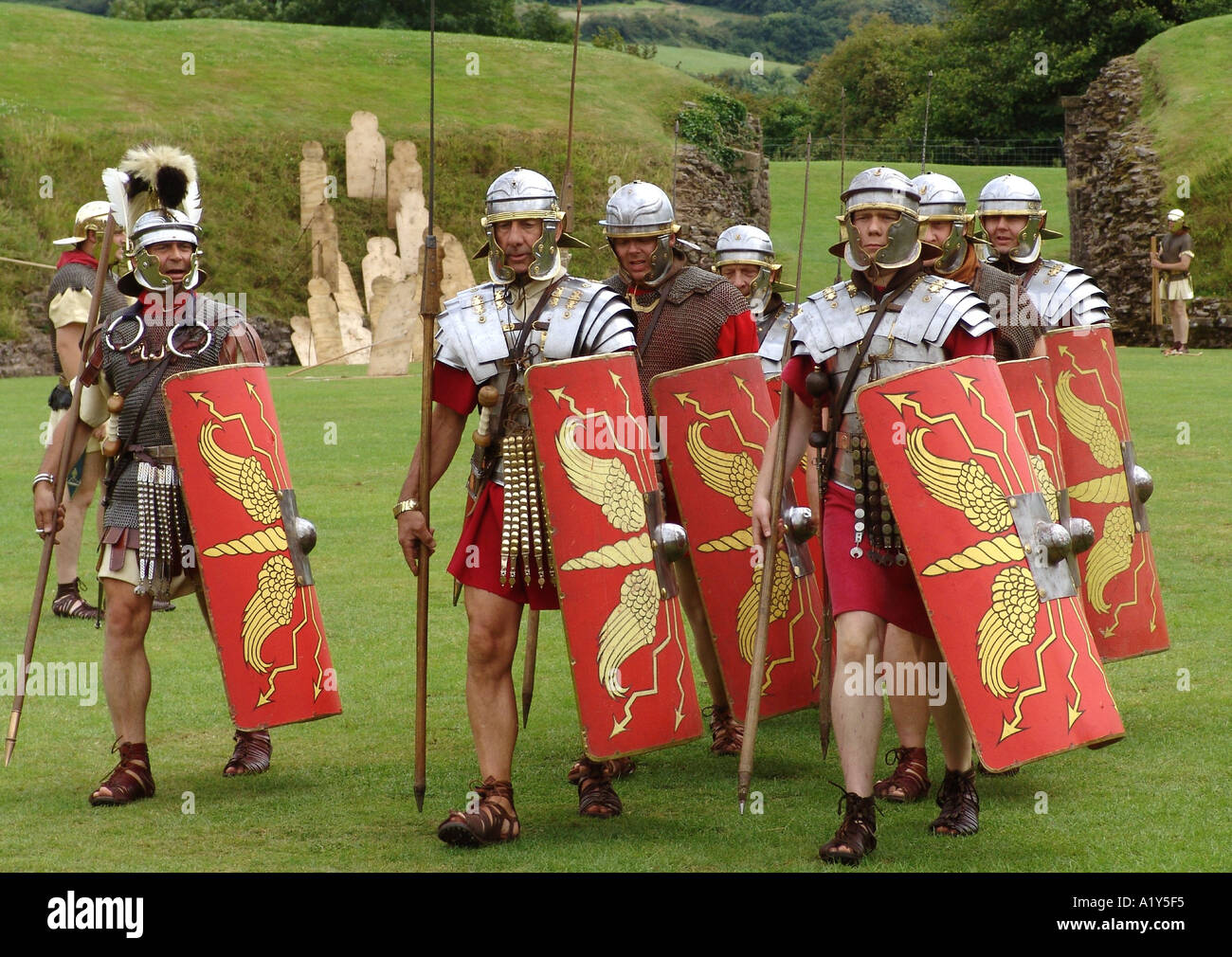 Roman Legionary at the Amphitheatre at Caerleon South Wales UK 2004 ...
