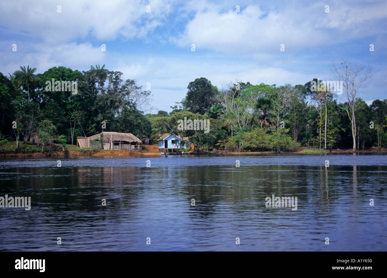 Amazonian Indian settlement, river Amazon, Brazil Stock Photo - Alamy