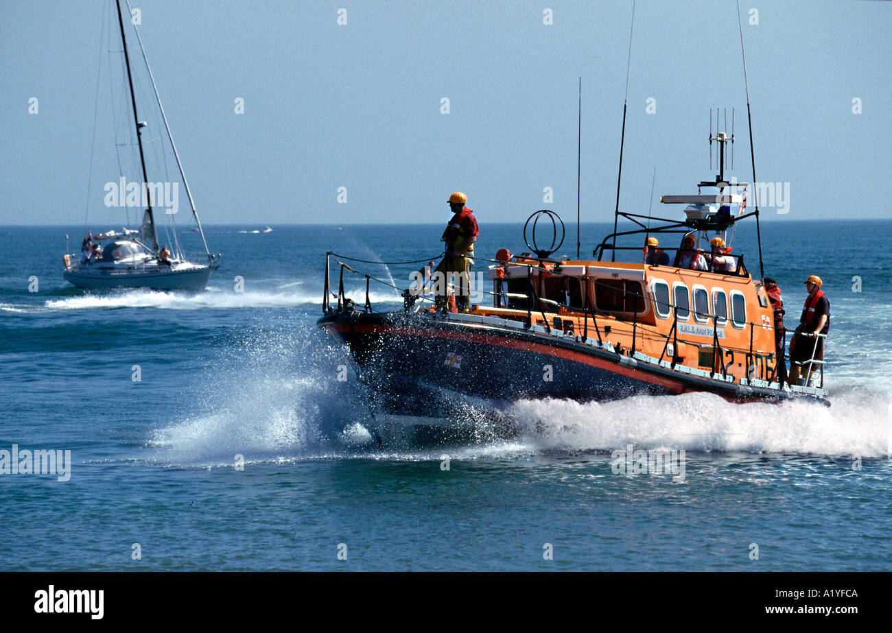 RNLI lifeboat at speed Llandudno North Wales Stock Photo - Alamy