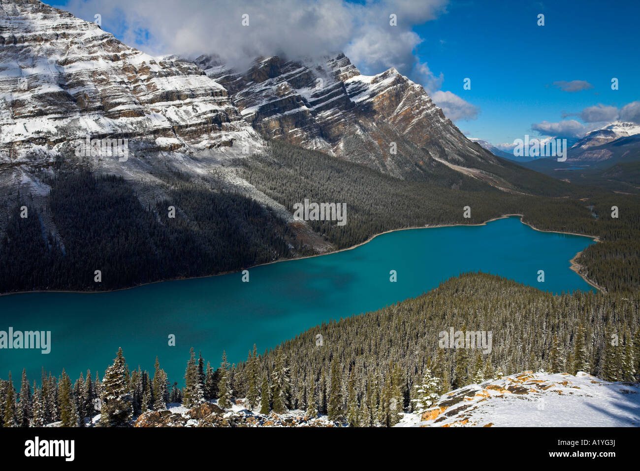 Peyto Lake, along the Icefields Parkway in Banff National Park ...
