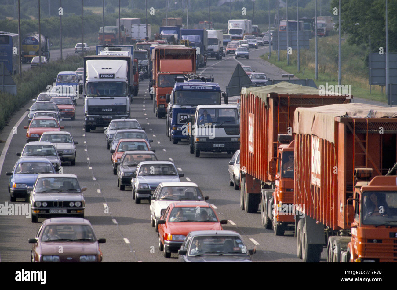TRAFFIC JAM ON MOTORWAY Stock Photo - Alamy