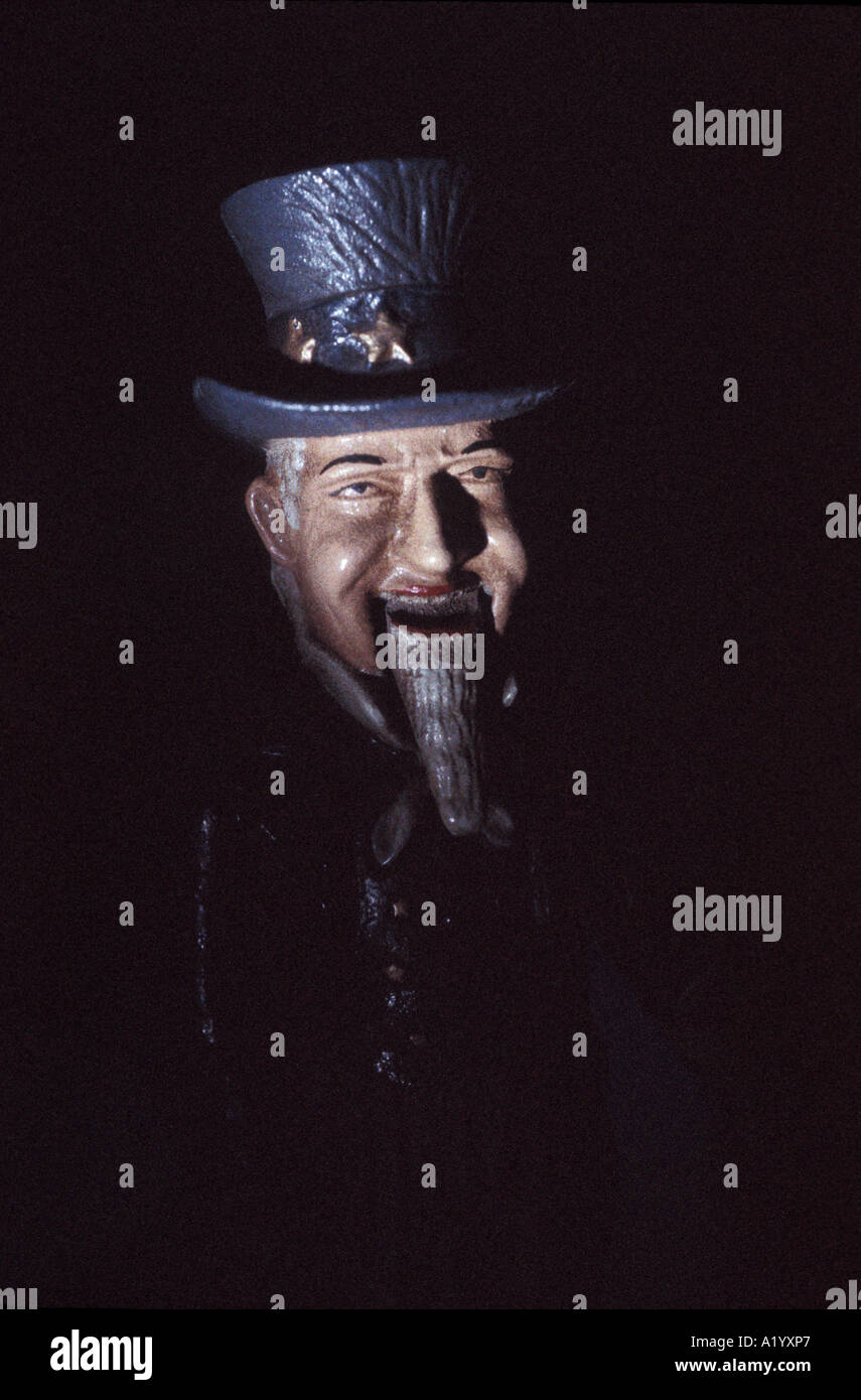 Uncle Sam figure head metal cast iron antique bank humor mystery eerie ...