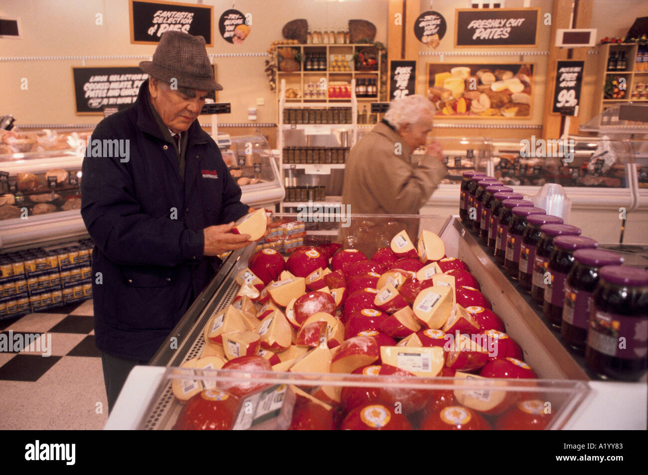 ASDA SUPERMARKET WEMBLEY OLDER MAN CHOOSING CHEESE 1999 1999 Stock ...