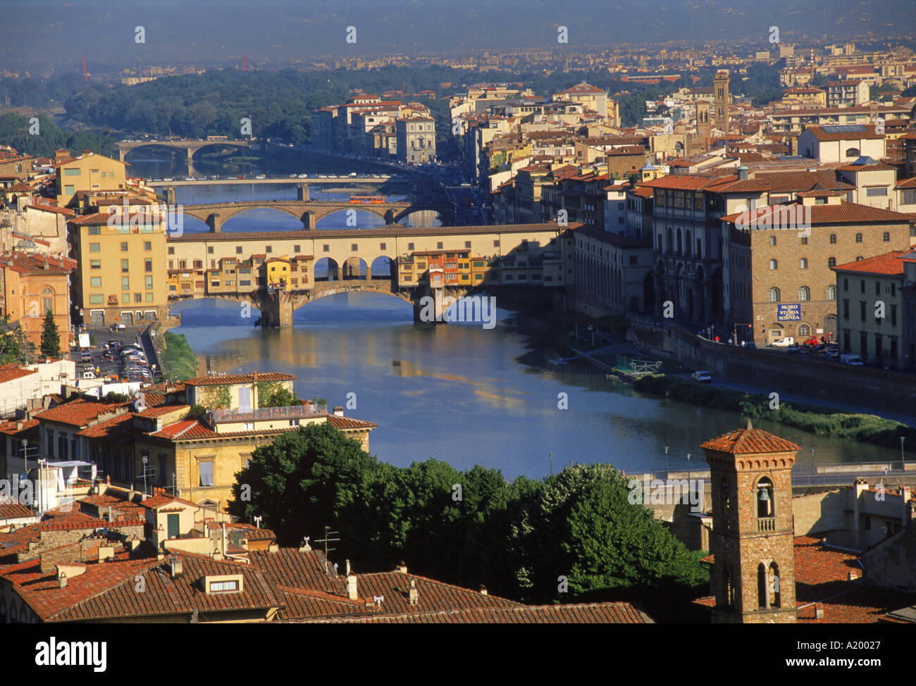 The Ponte Vecchio Bridge over the River Arno from the Piazzale ...