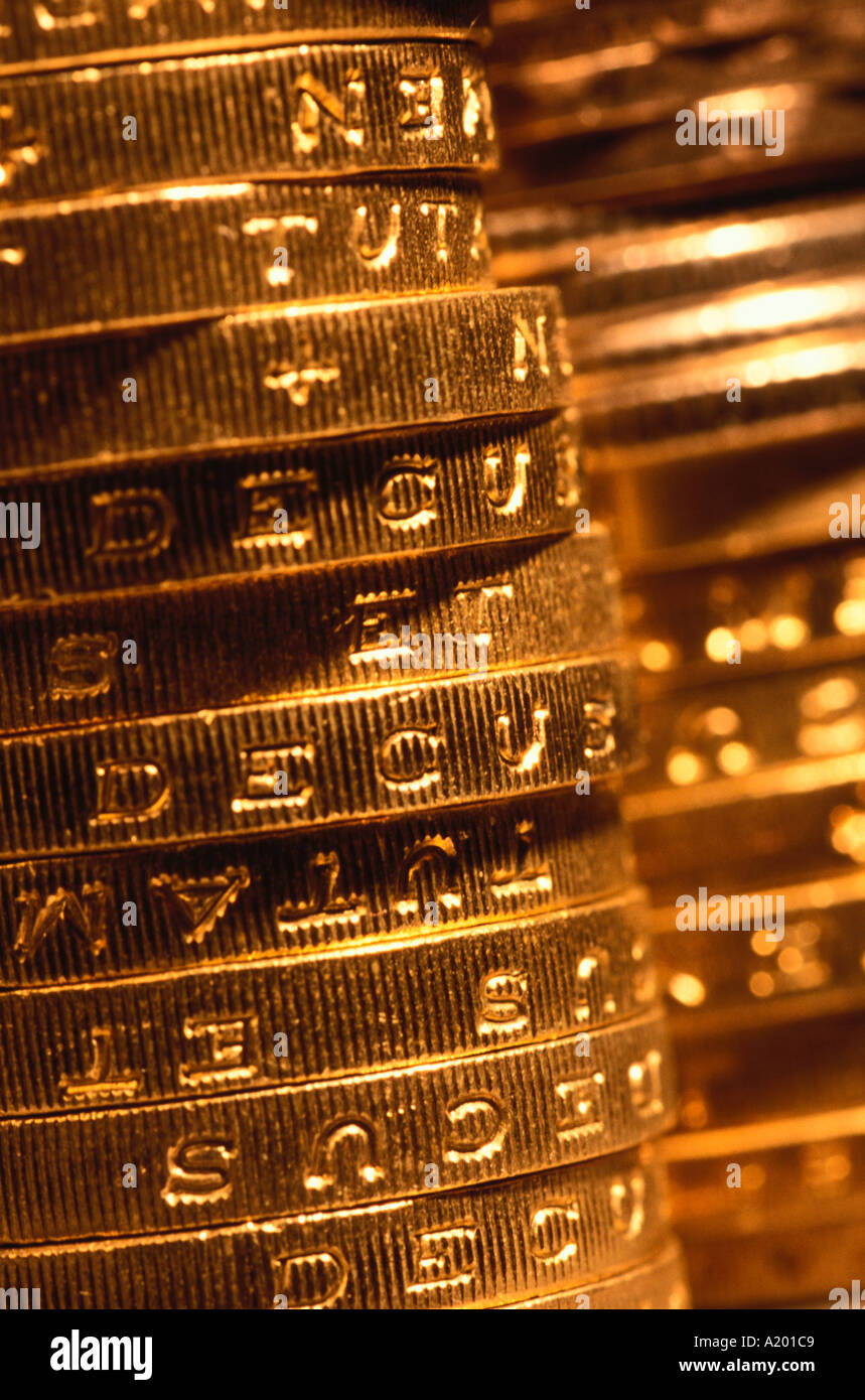 Piles of British Pound coins Stock Photo - Alamy