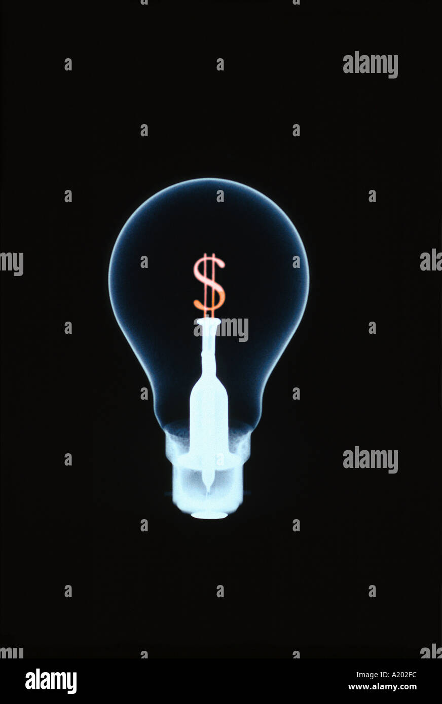 X Ray of Light Bulb and US Dollar sign Stock Photo - Alamy
