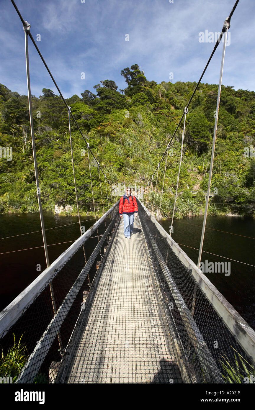 Bridge over Kohaihai River Heaphy Track near Karamea Kahurangi National ...