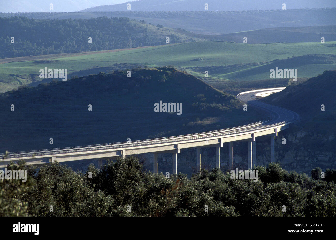 Curved road bridge Stock Photo - Alamy