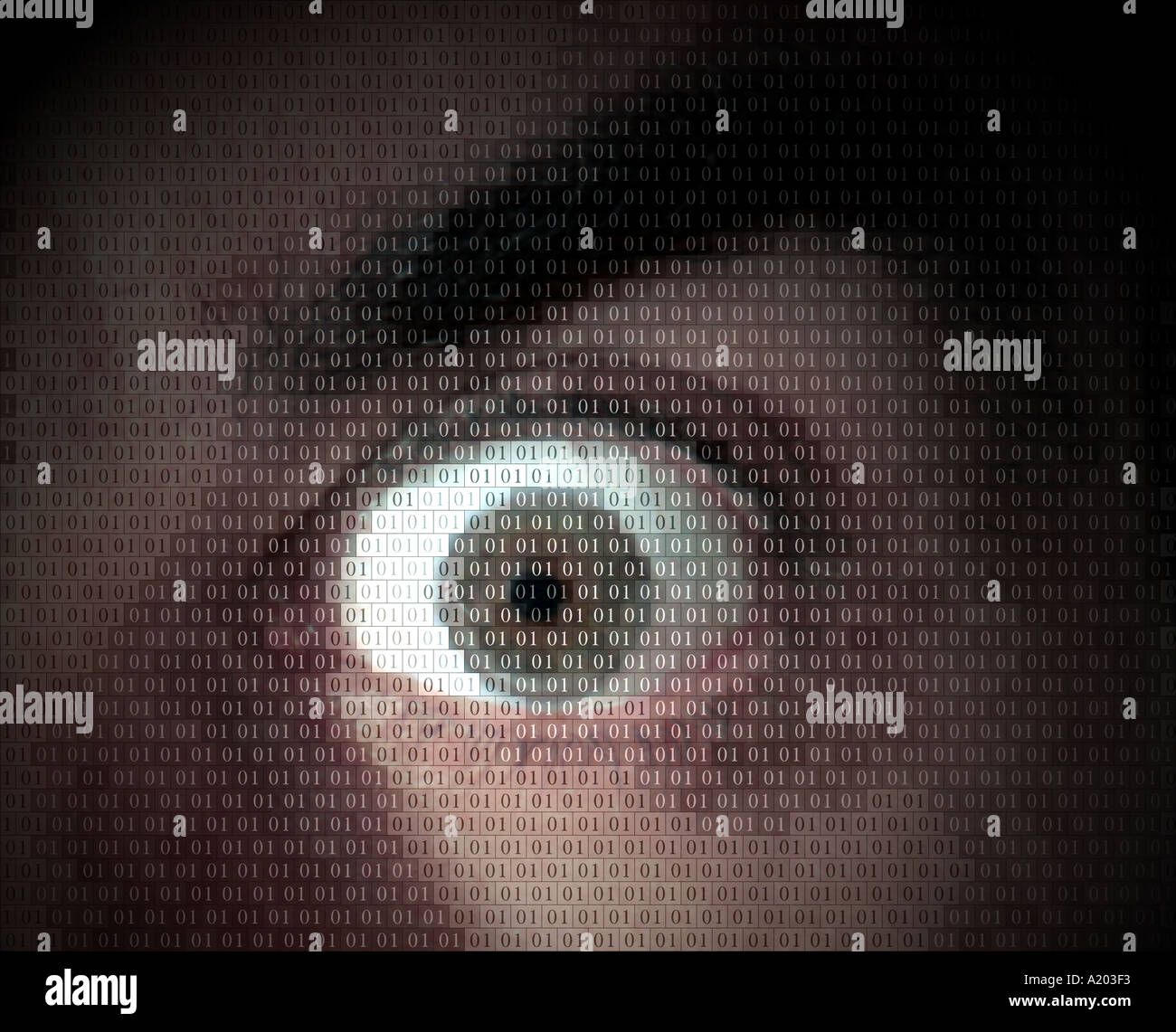 Open man's eye coposed of 1's and 0's Stock Photo - Alamy