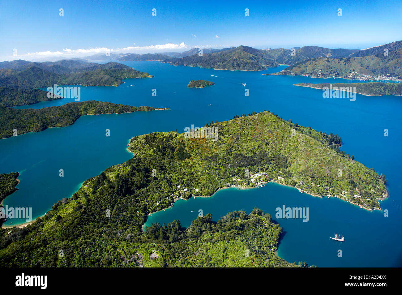 Double Cove bottom and Torea Bay left Queen Charlotte Sound Marlborough ...