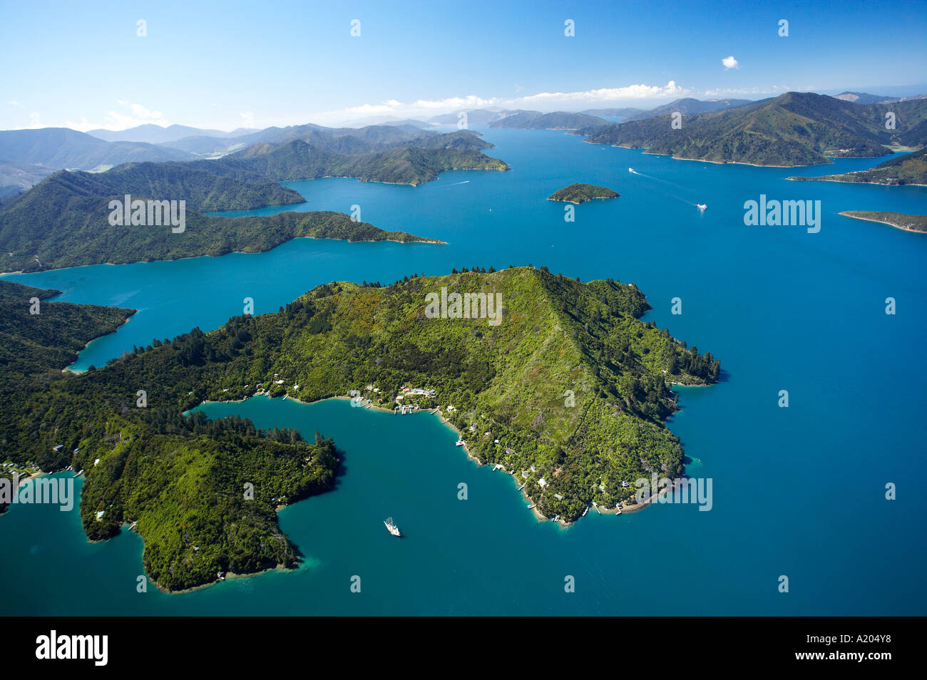 Double Cove bottom and Torea Bay left Queen Charlotte Sound Marlborough ...