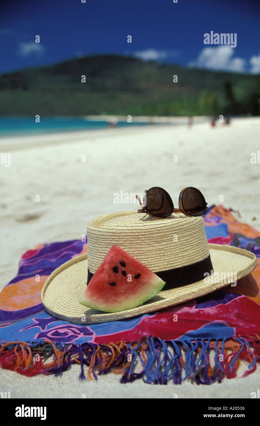 Hat on beach Stock Photo - Alamy