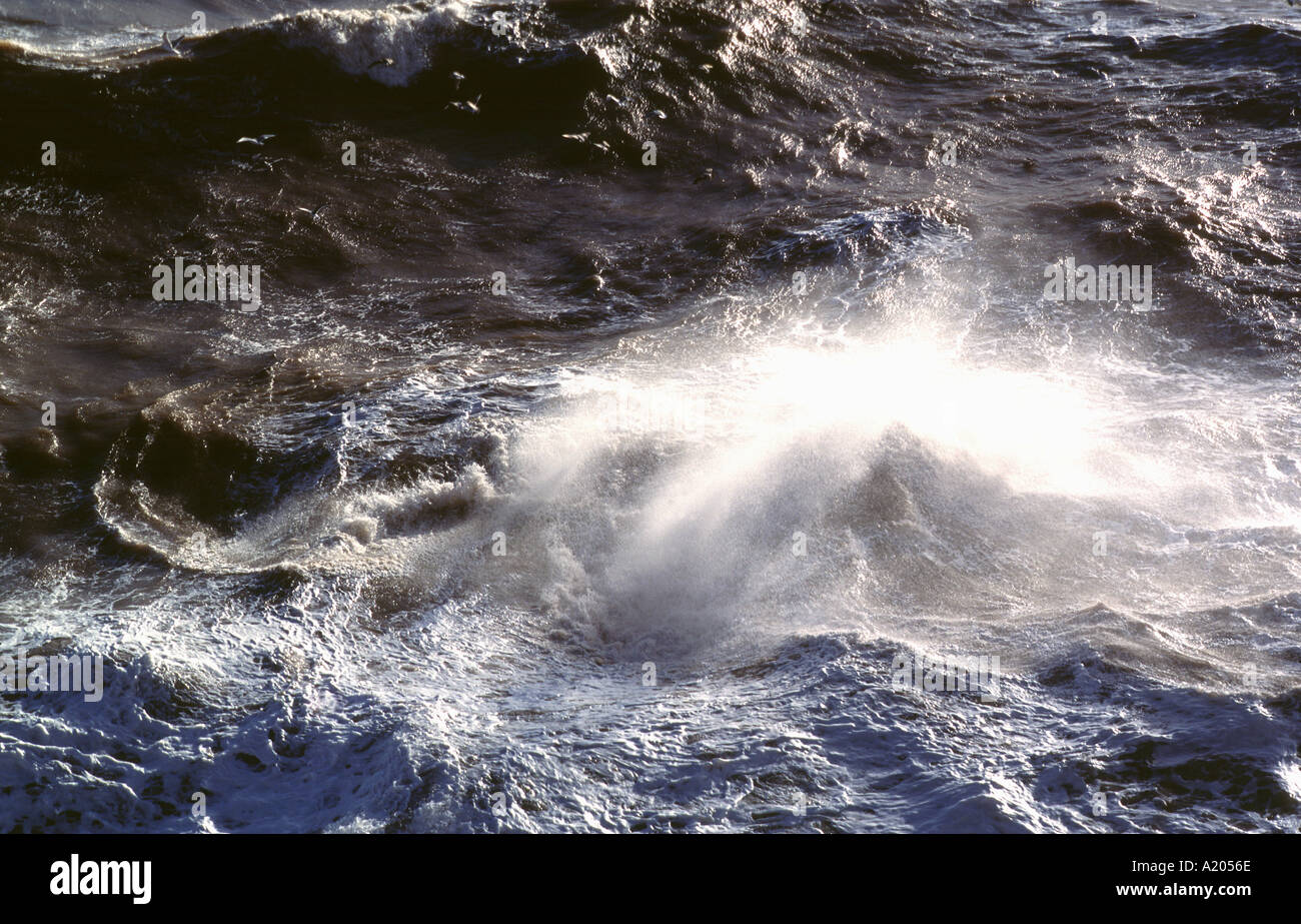 Winter storm waves off the coast of Devon, in southwest England, Great ...