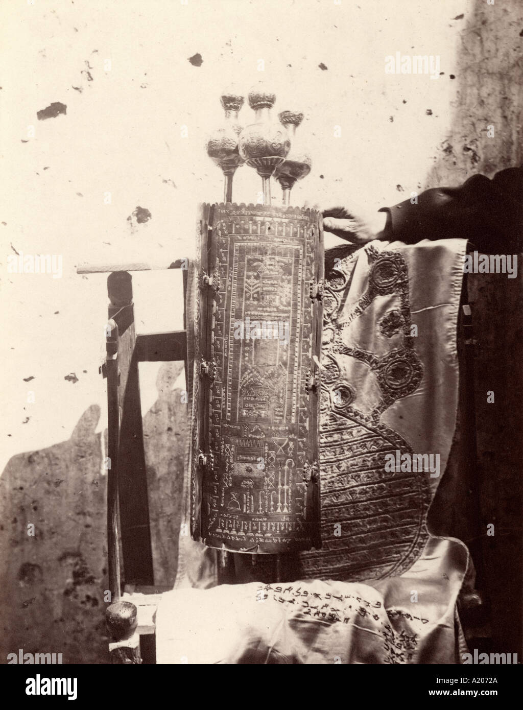 TORAH the Hebrew Bible usually handwritten on parchment scrolls in a ...