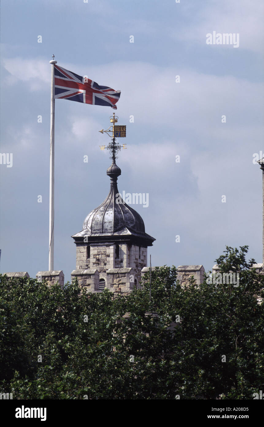 Tower of London Detail of a tower with flag Stock Photo - Alamy