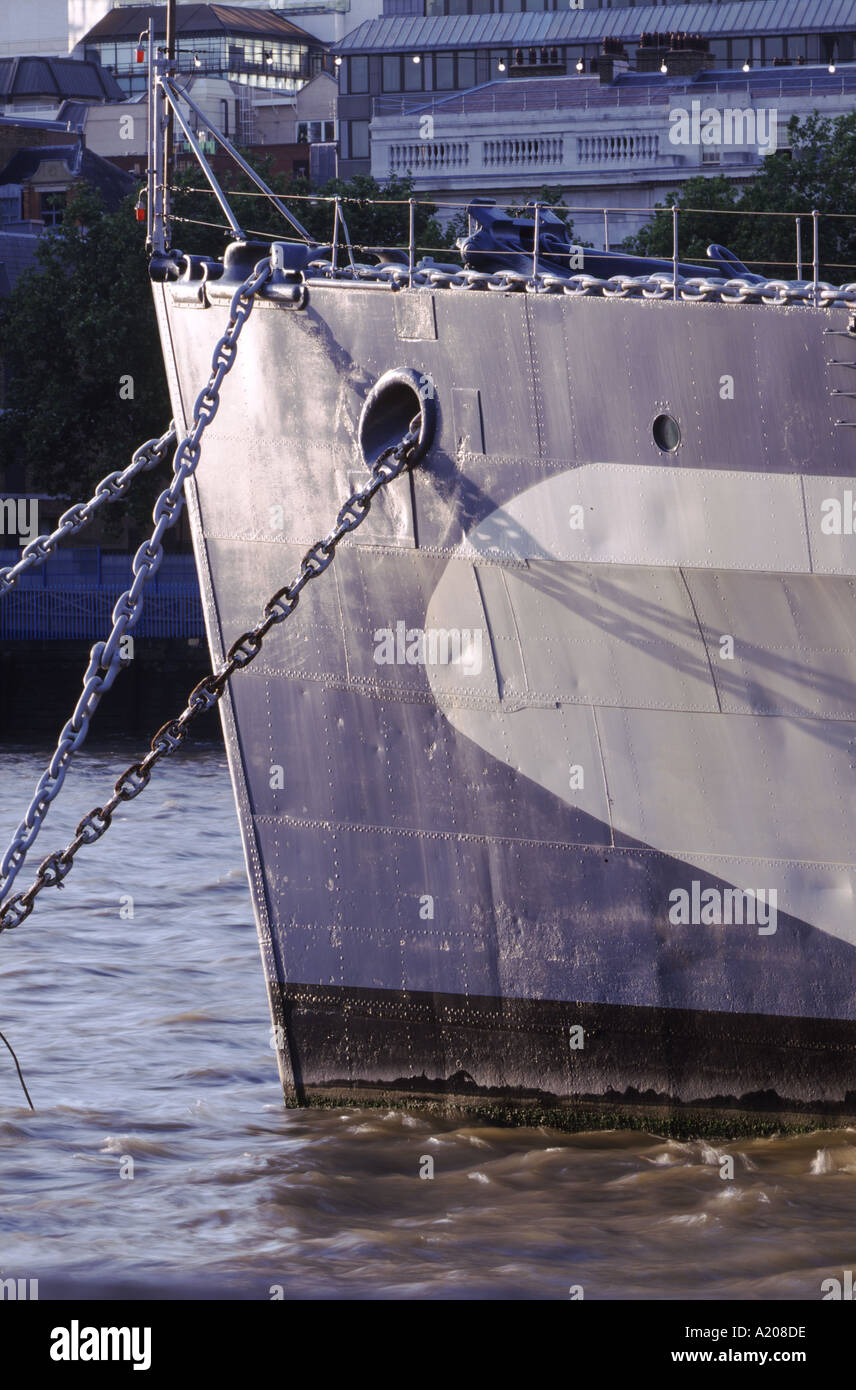 HMS Belfast Bow detail Stock Photo - Alamy