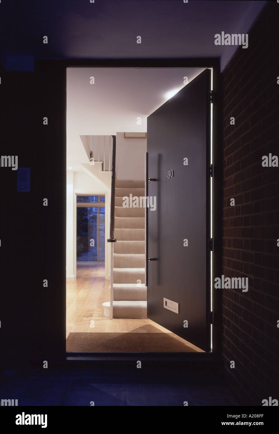 Conversion 70 s House Front Door Stock Photo - Alamy