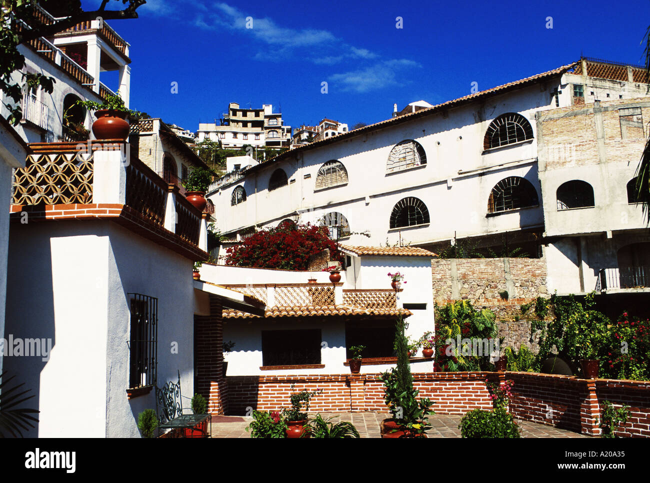 Terraces and flower pots of Taxco Mexico the silver town Typical ...