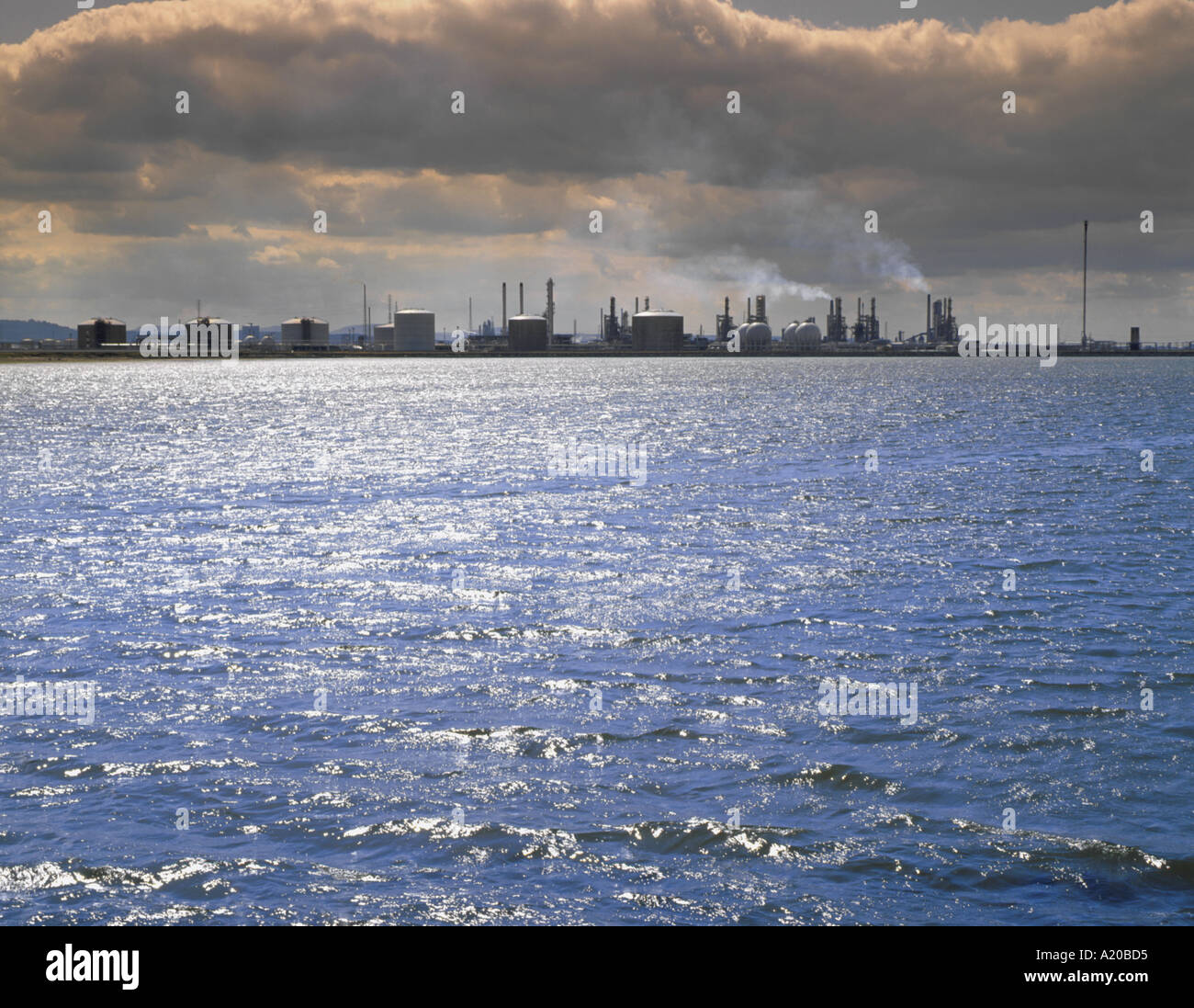 Petrochemical complex on "Seal Sands", seen over the Tees estuary ...