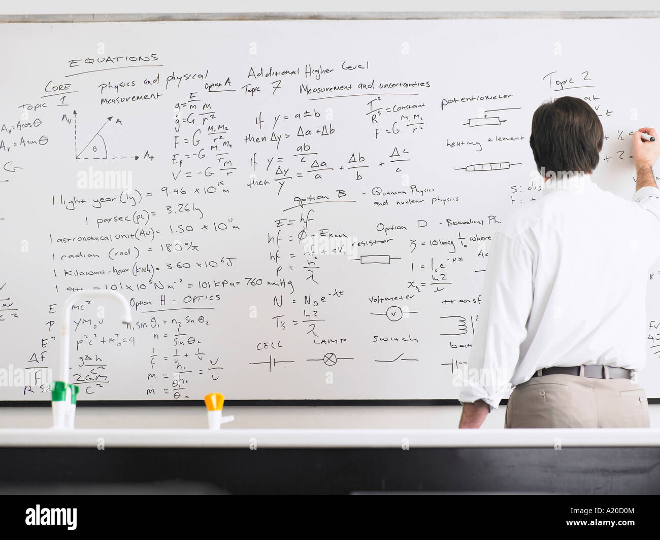 Teacher writing on whiteboard, back view Stock Photo - Alamy