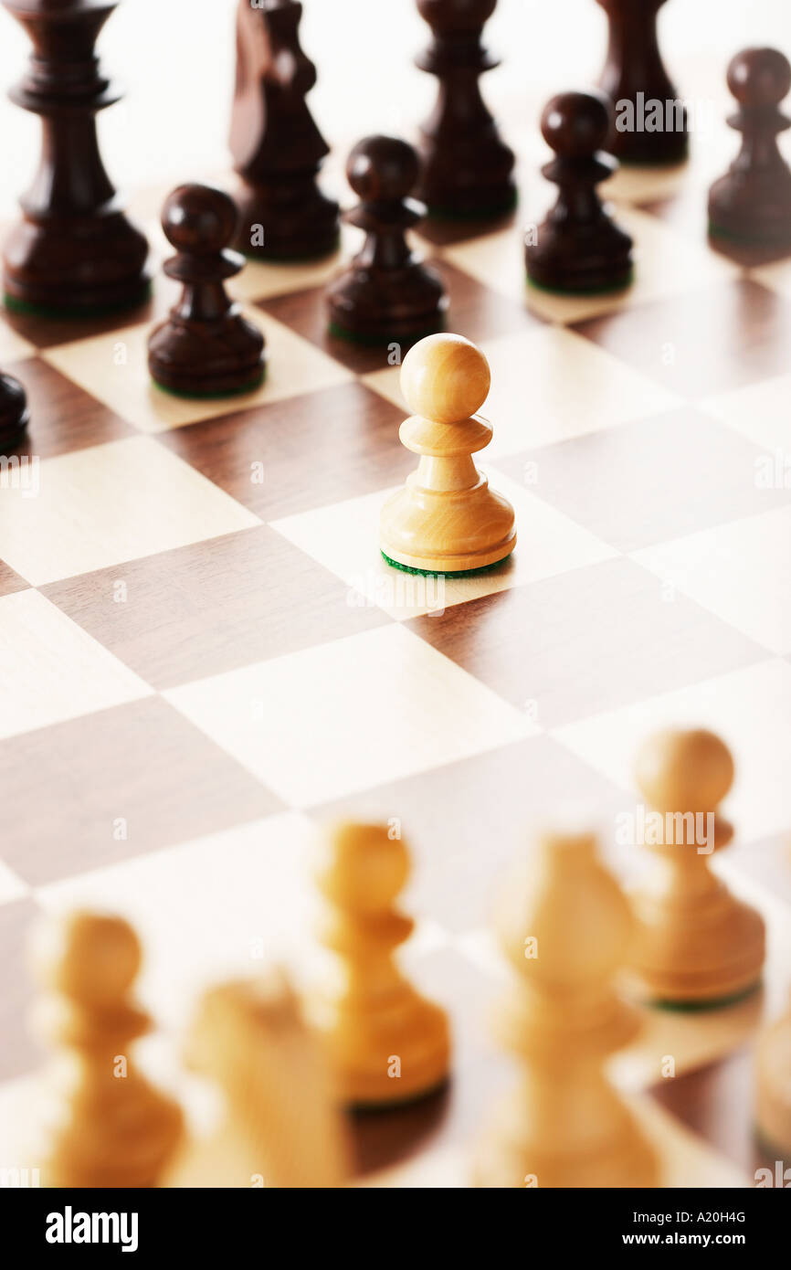 Chess board after first move Stock Photo - Alamy