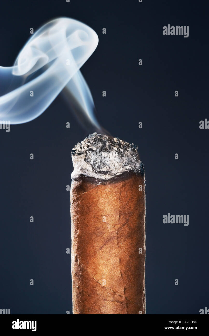 End of smoking cigar in studio, black background Stock Photo - Alamy