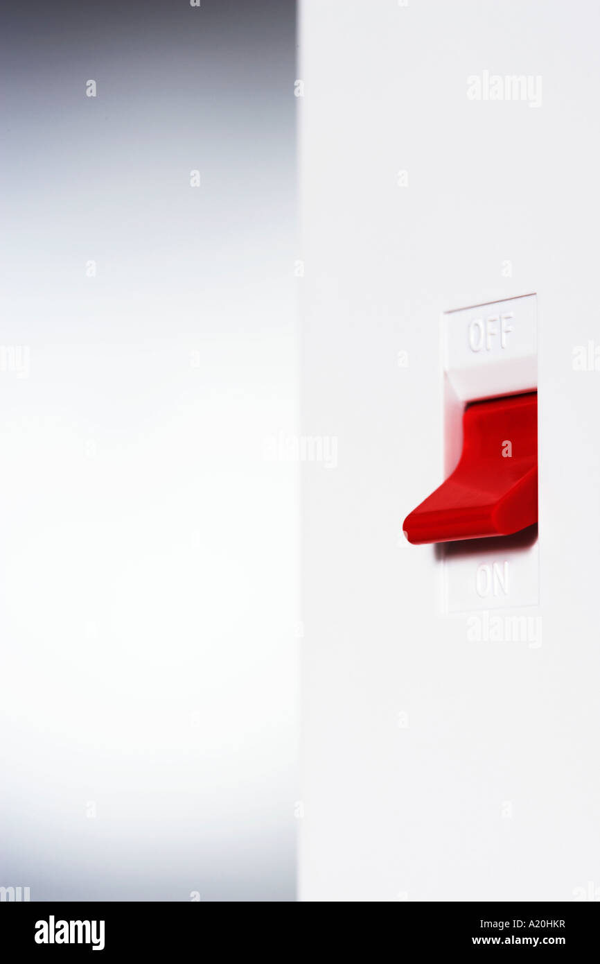 Electrical Switch in on position in studio, close up Stock Photo - Alamy