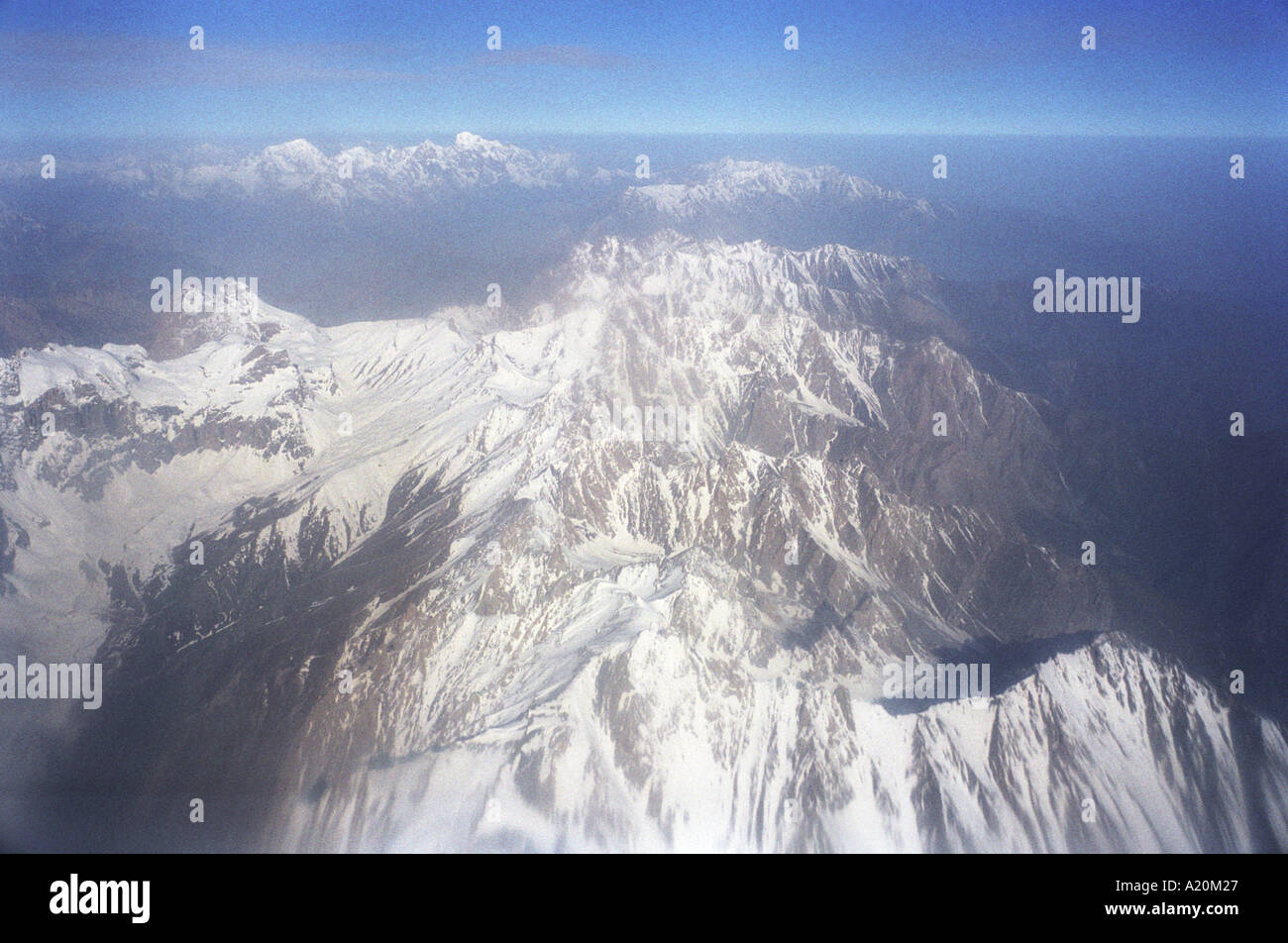 The Fan mountains as seen from an airplane window, Tajikistan, CIS ...