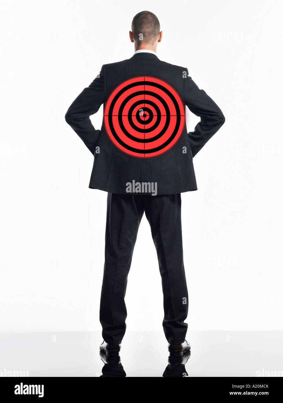 Young businessman with target on back, back view Stock Photo - Alamy