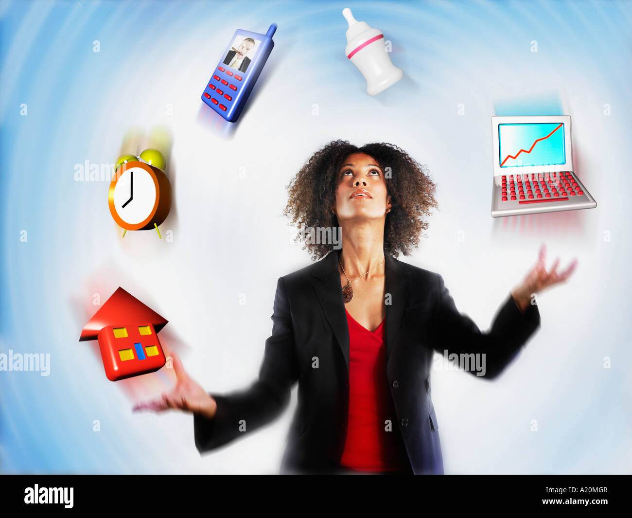 Working mother juggling responsibilities Stock Photo - Alamy