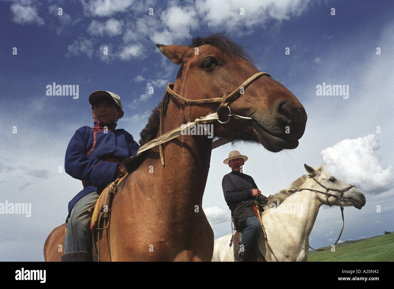 Mongolian horsemen hi-res stock photography and images - Alamy