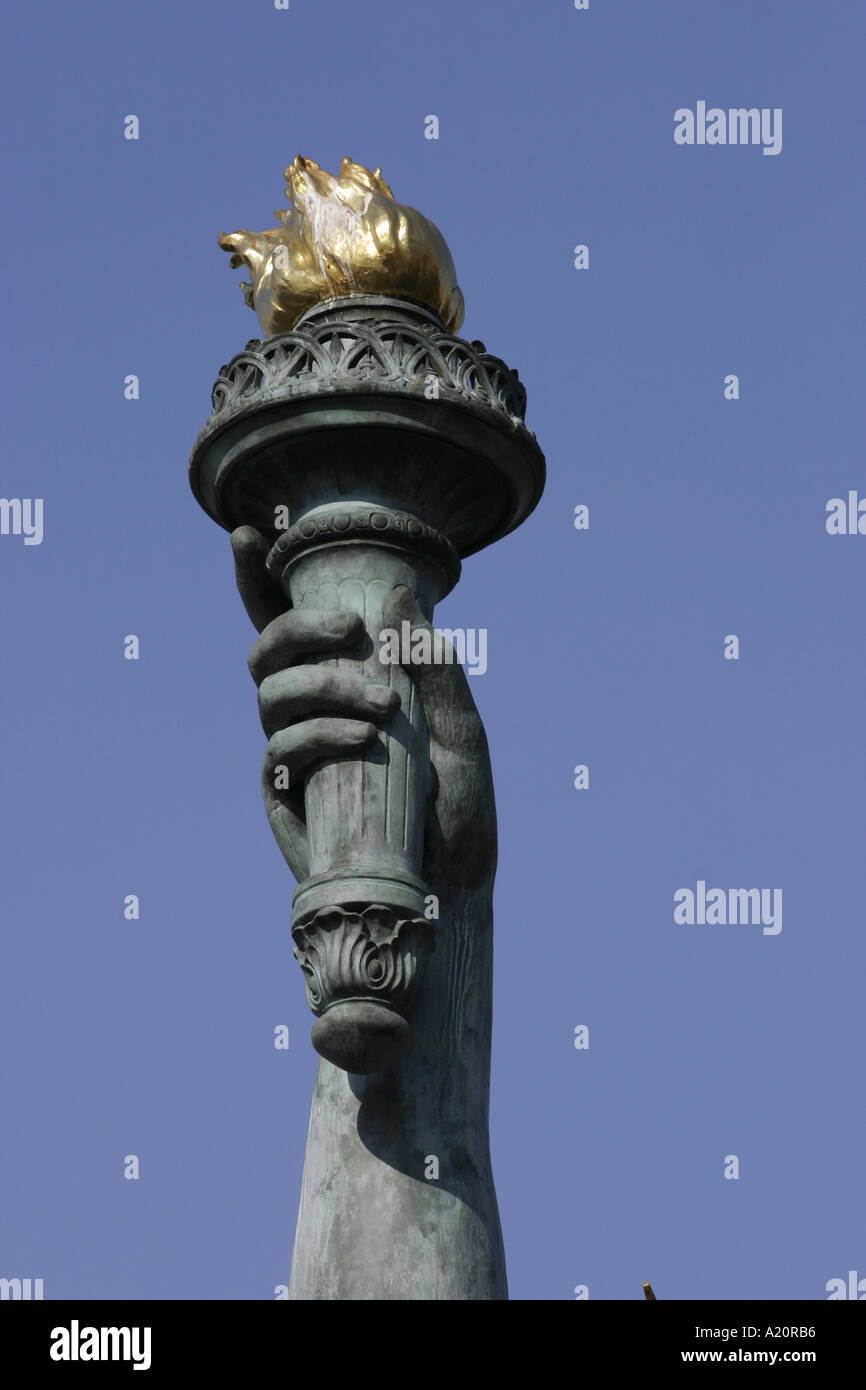 Torch of the replica of the New York Statue of Liberty standing in the ...