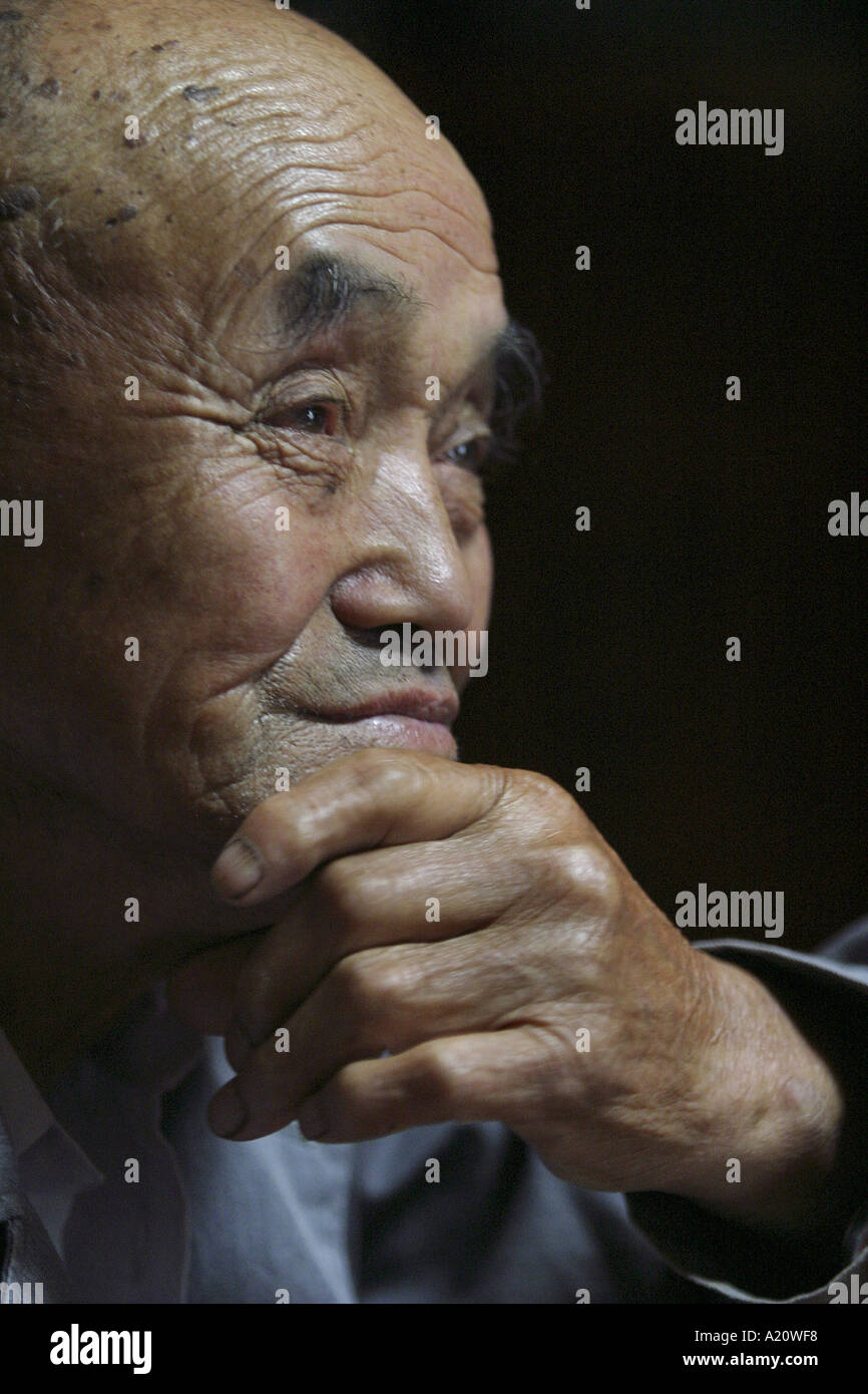Japanese pensioner Koji Saito, 88 years old, a farmer in his home in ...