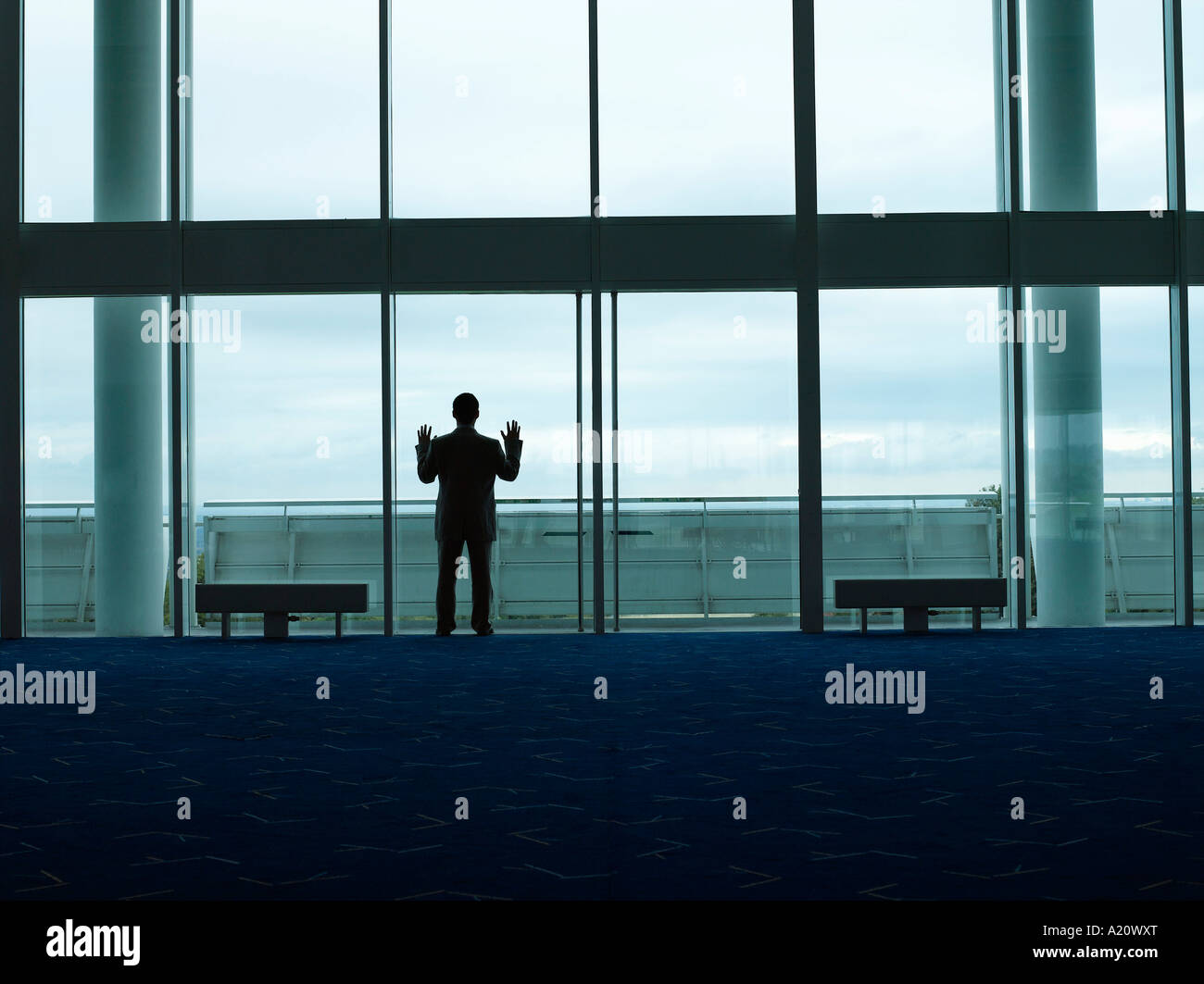 Businessman standing, Looking out Window, back view Stock Photo - Alamy