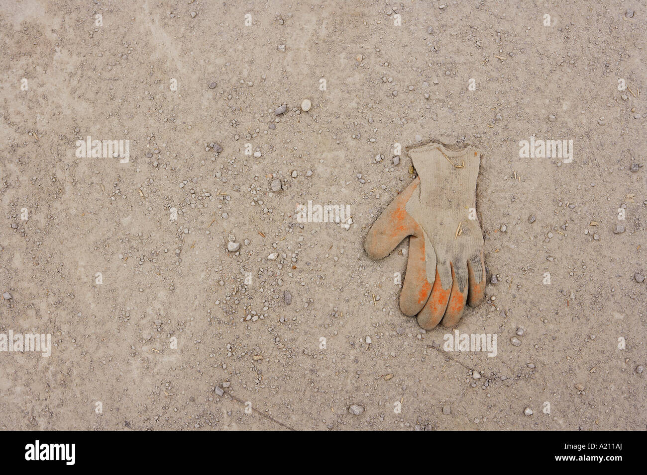 Work glove lying in the dirt Stock Photo - Alamy