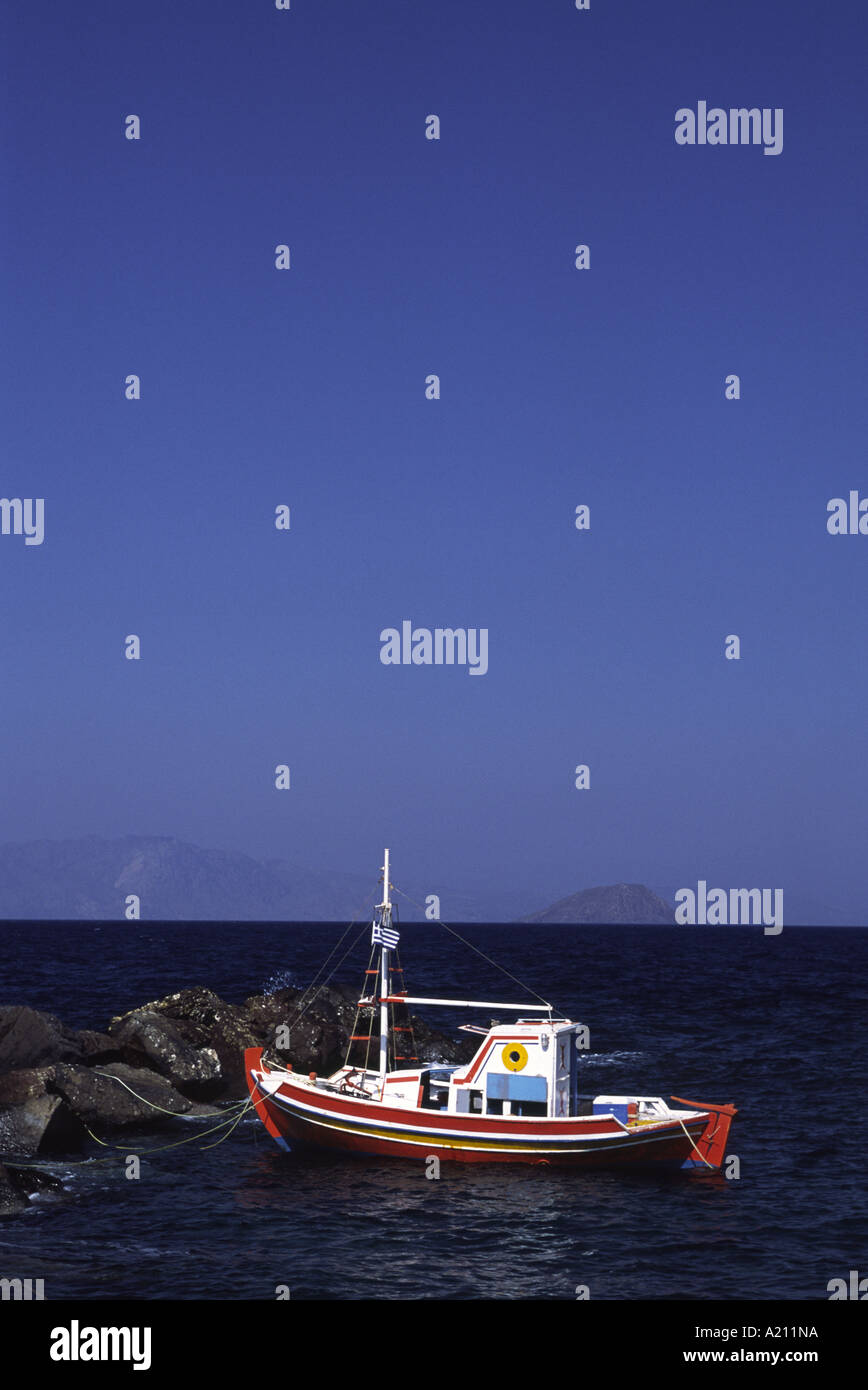 Colourful Fishing Boat Mandraki Nysiros Dodecanese Greece Stock Photo ...